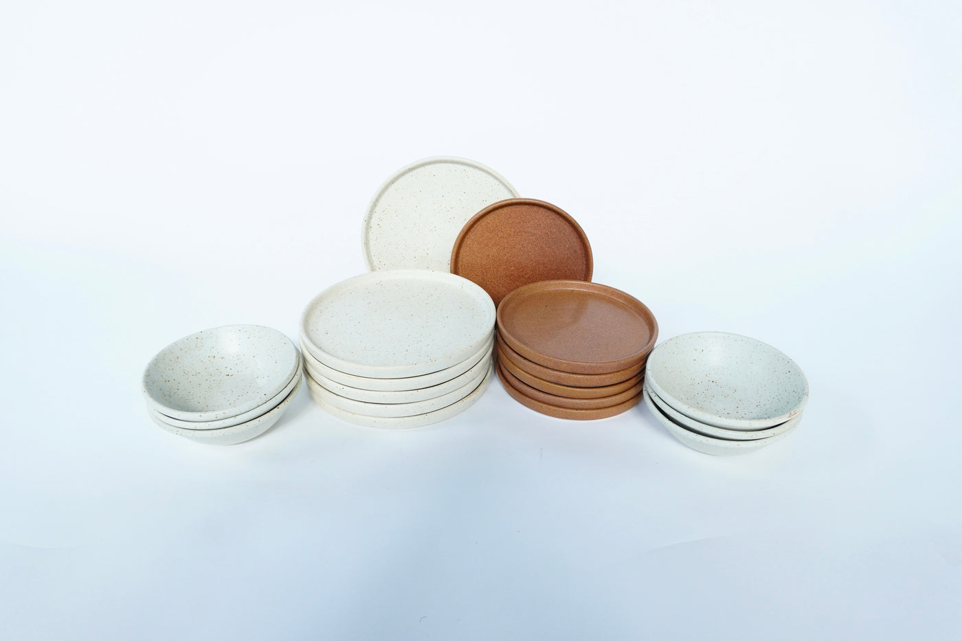 Mixta Arena blanca & Ladrillo | Set de vajilla línea rústica para 6 pe