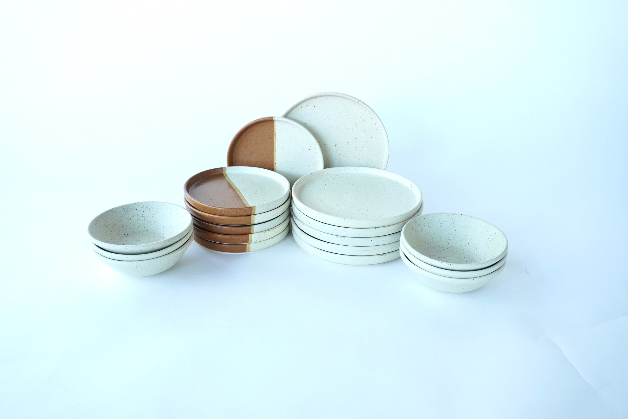 Mixta B Arena blanca & Ladrillo | Set de vajilla línea rústica para 6